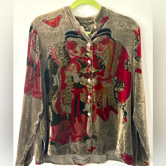 Citron | Tops | Vintage Citron Velvet Blouse Tunic With Sheer Silk ...